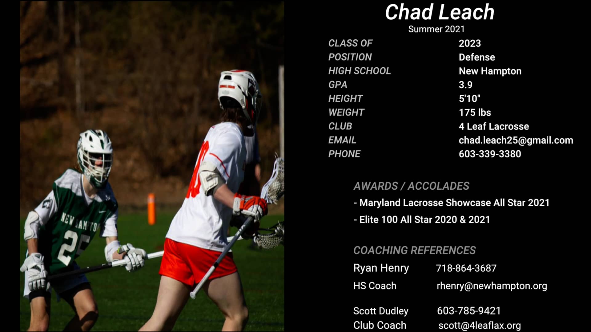 Chad Leach Lacrosse Highlights 2021 NLV on Vimeo