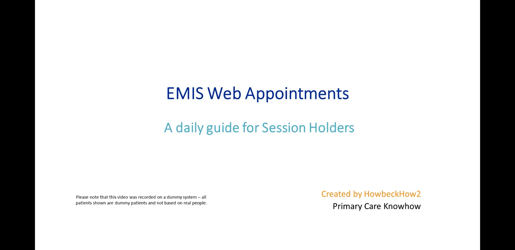 EMIS Web Appointments - Day to day usage for Session Holders on Vimeo