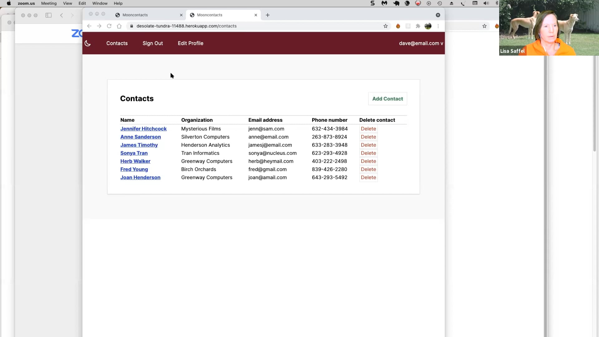 Pixie Pit Demo: Lisa Saffel - Contacts Management App on Vimeo