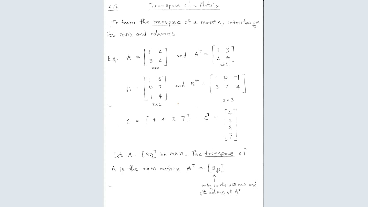 2.2d Transpose of a Matrix on Vimeo
