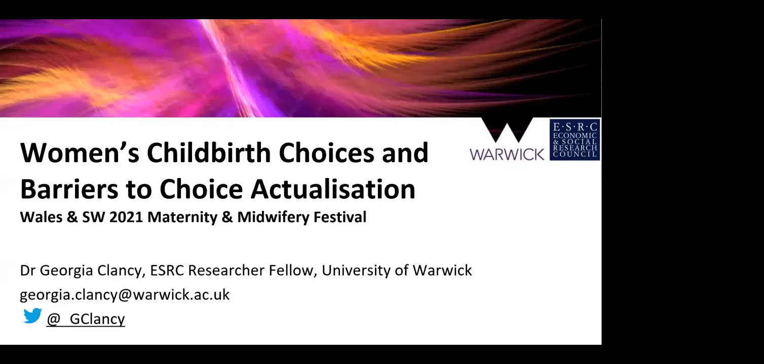 Dr Georgia Clancy - Women’s childbirth choices and barriers to choice ...