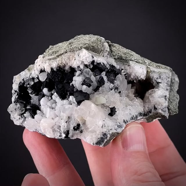 Babingtonite on Calcite and Prehnite (classic USA locale) | Lane & Son ...