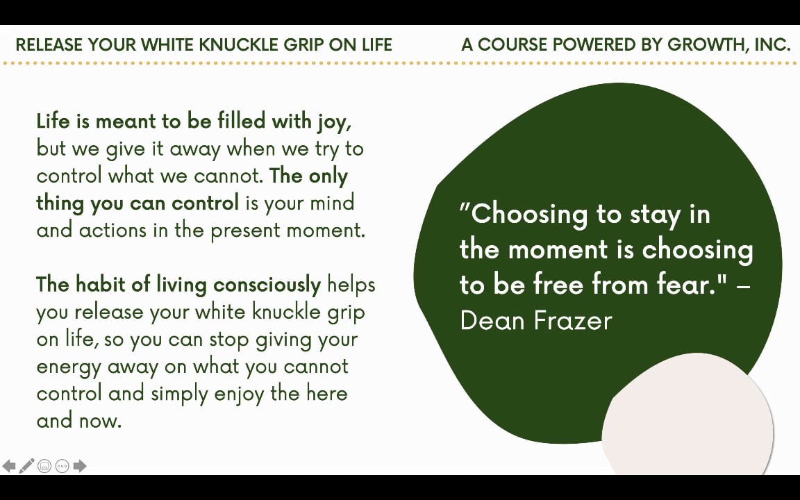 Overview of Release Your White Knuckle Grip On Life on Vimeo