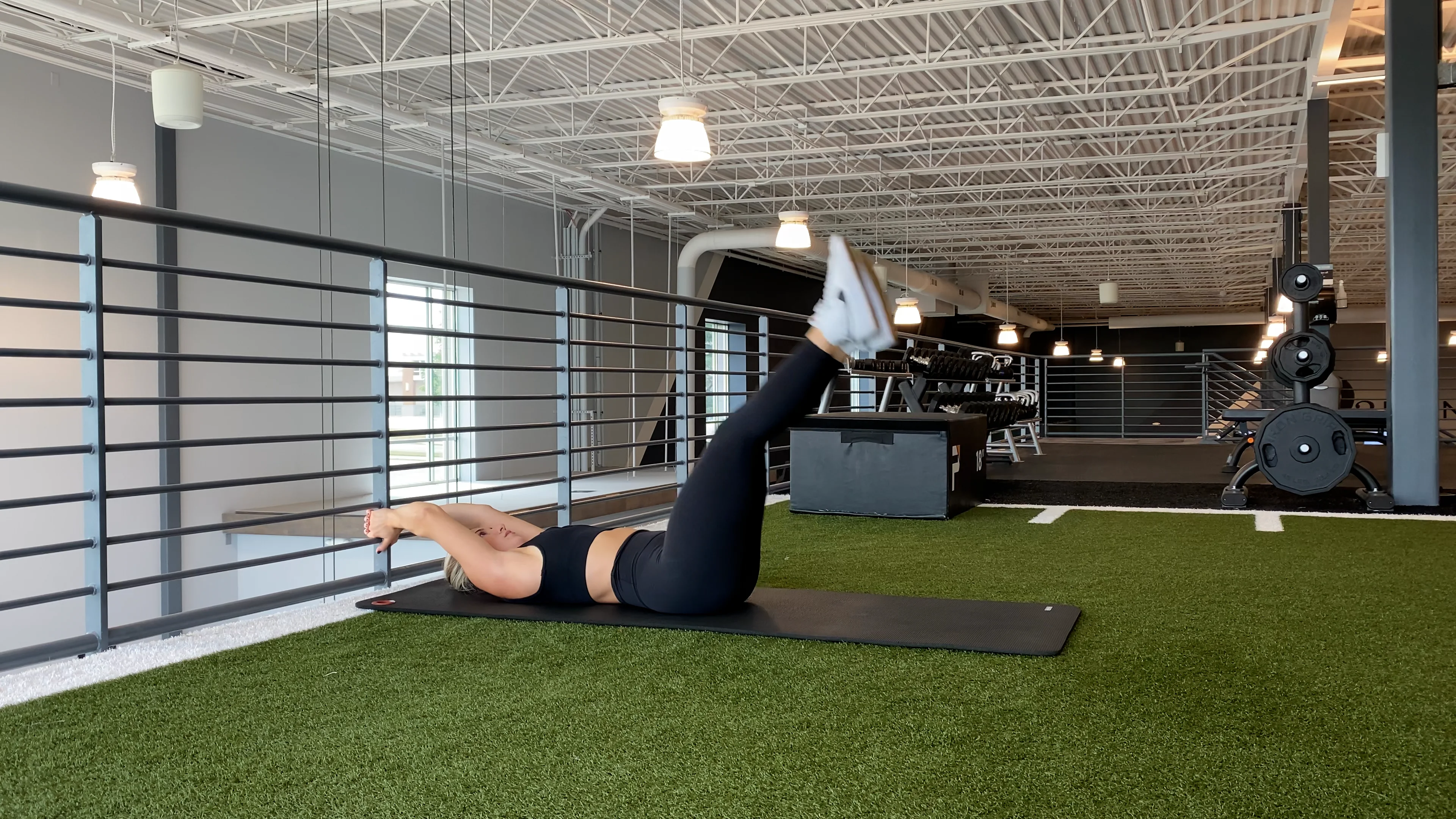 Lying Leg Raises with Hip Raise (Holding Pole) on Vimeo