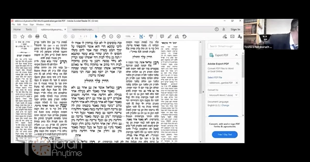 R' Yechiel Novick | Gemara Yevamot Chabura: Daf 50a Mishna & Tosfos Rabban Gamliel