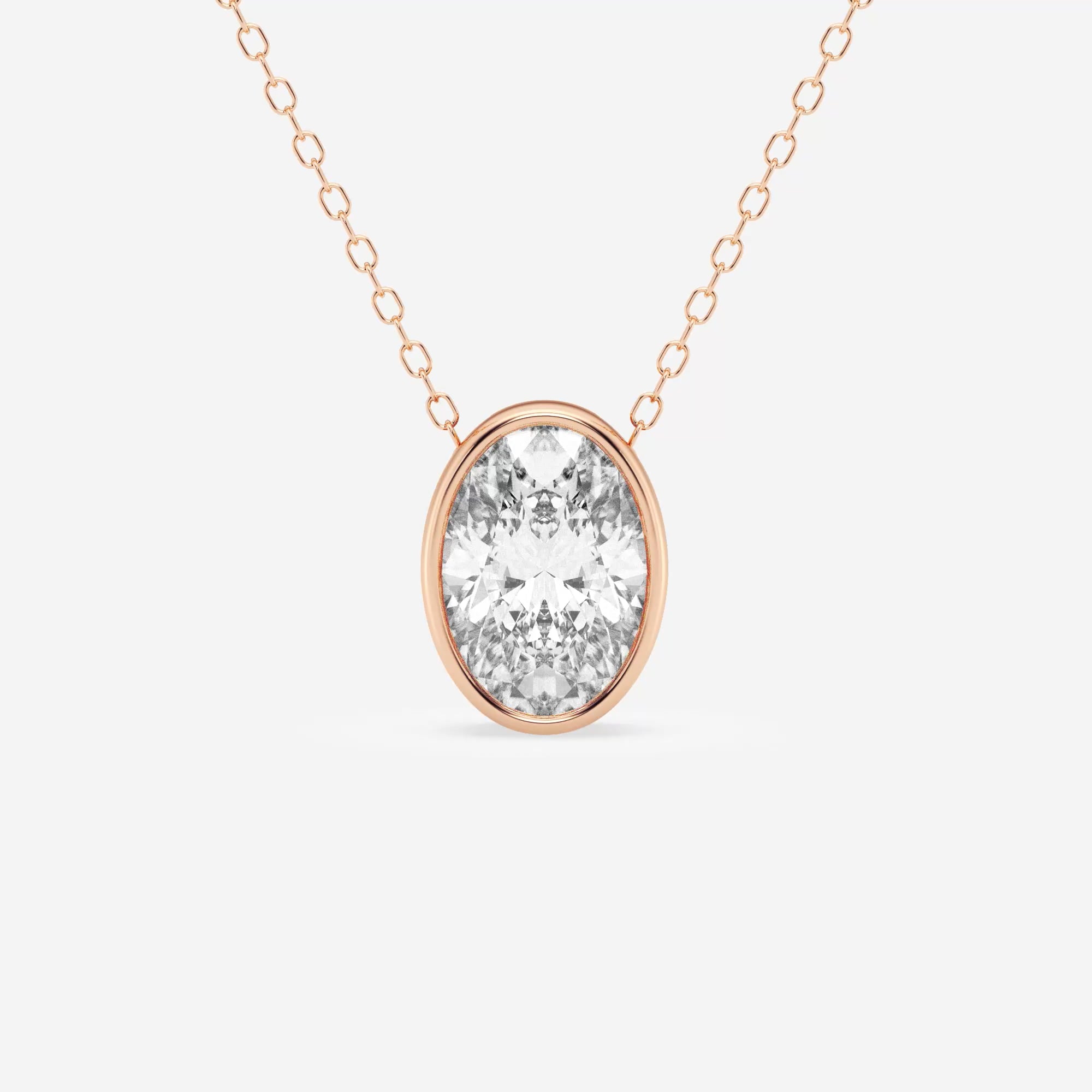 2 ctw Oval Lab Grown Diamond Bezel Set Solitaire Pendant with Adjustable Chain - Grownbrilliance