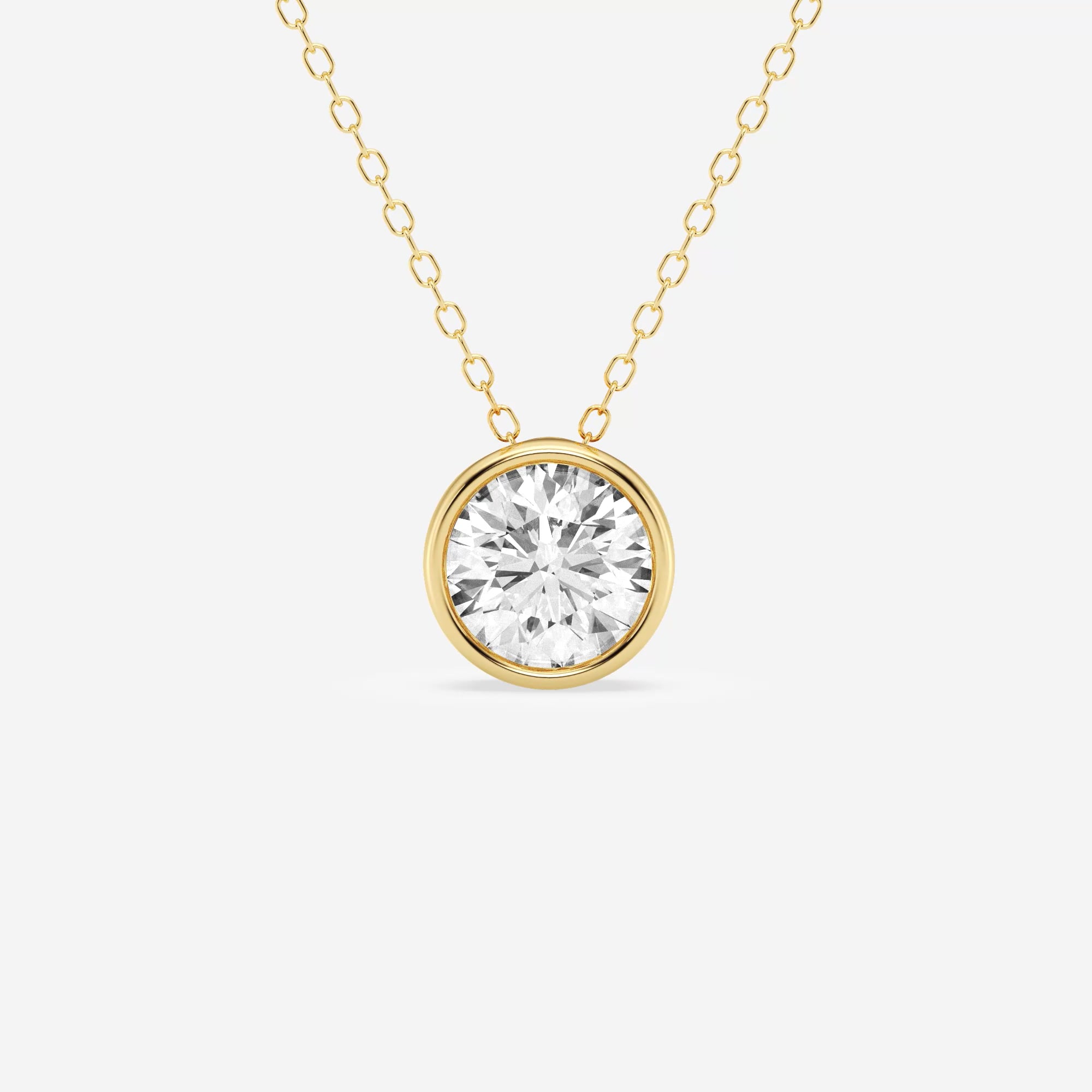 1 1/2 ctw Round Lab Grown Diamond Bezel Set Solitaire Pendant with Adjustable Chain ...