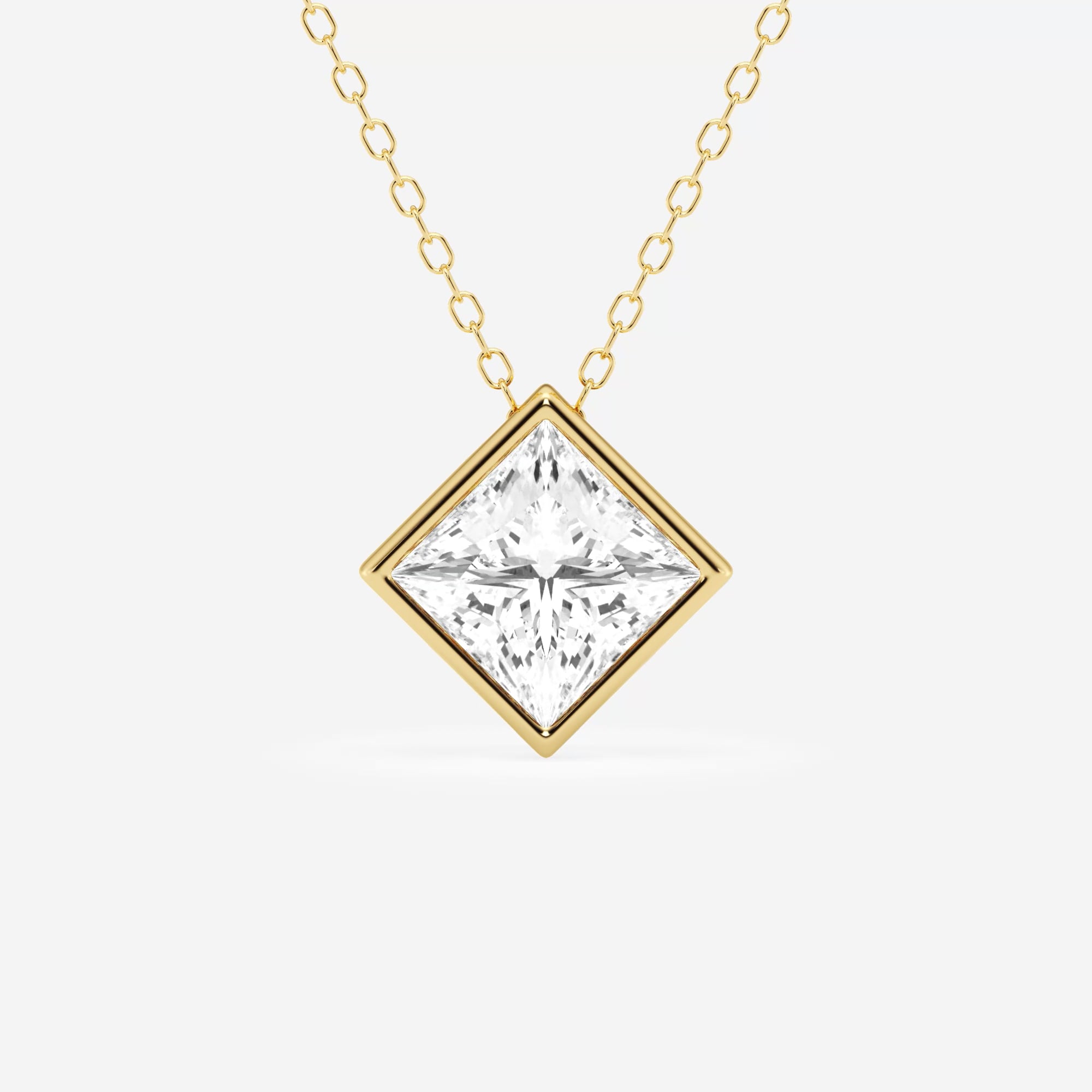 2 ctw Princess Lab Grown Diamond Bezel Set Solitaire Pendant with Adjustable Chain - Grownbrilliance