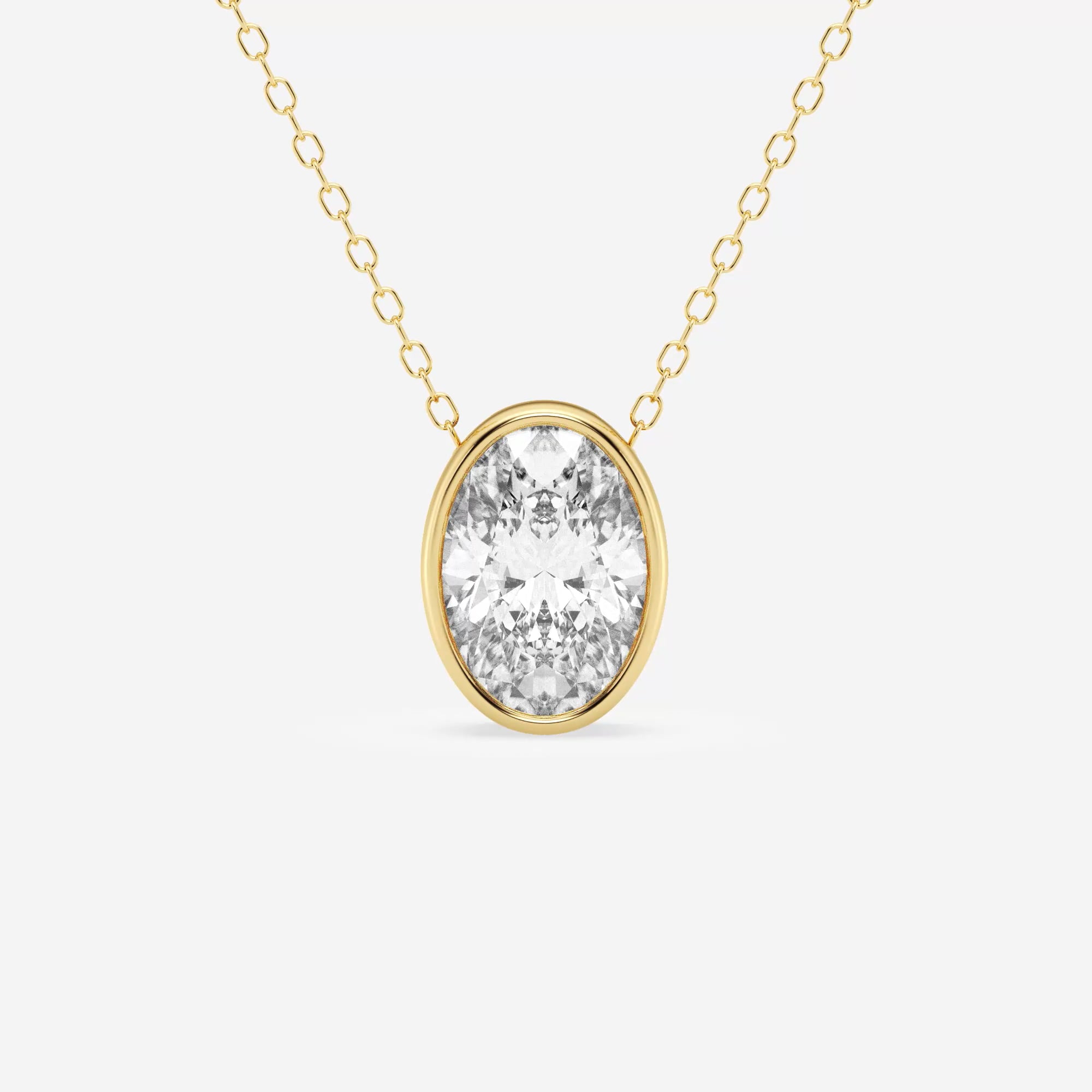 2 ctw Oval Lab Grown Diamond Bezel Set Solitaire Pendant with ...