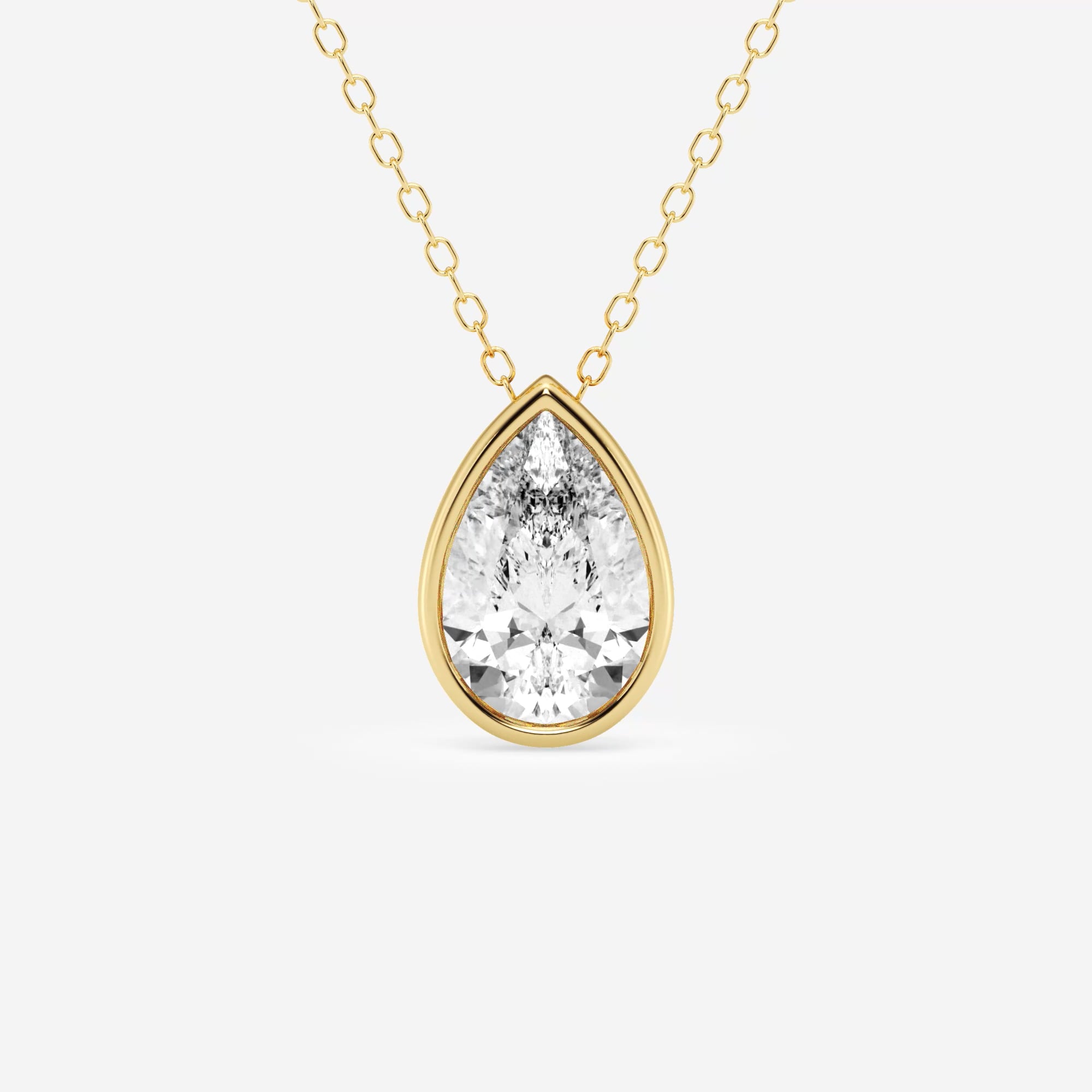 2 ctw Pear Lab Grown Diamond Bezel Set Solitaire Pendant with Adjustable Chain - Grownbrilliance