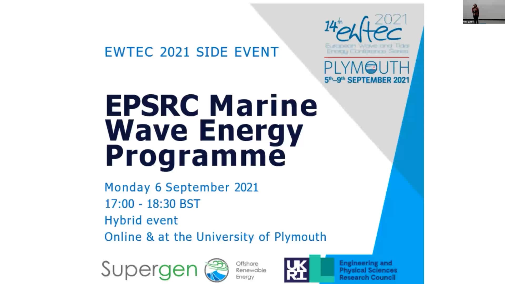 EPSRC Marine Wave Energy Programme - Supergen ORE Hub EWTEC 2021 Side ...
