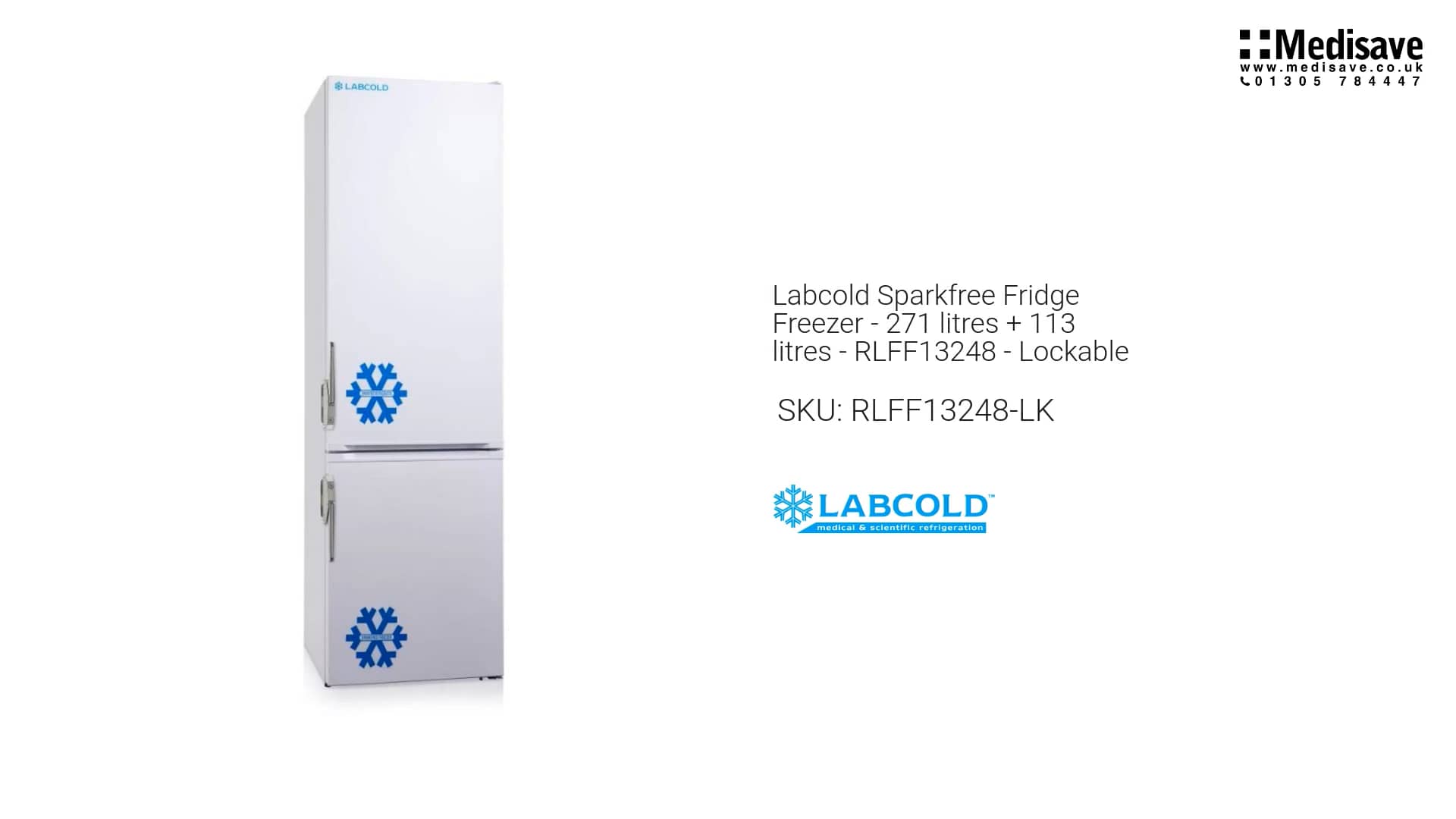 Labcold Sparkfree Fridge Freezer 271 litres 113 litres RLFF13248 ...