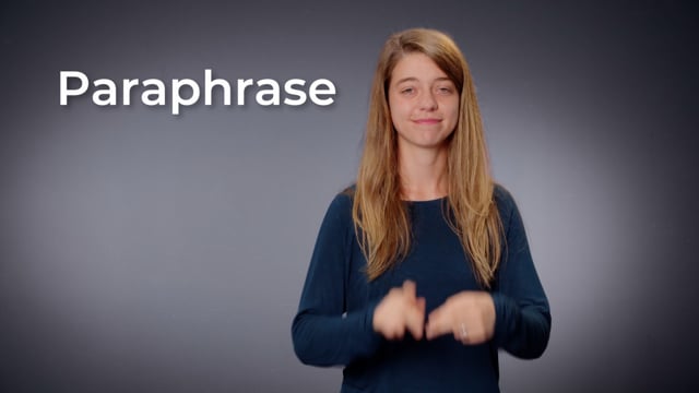 Paraphrase | SEE Signs ESC Region 13