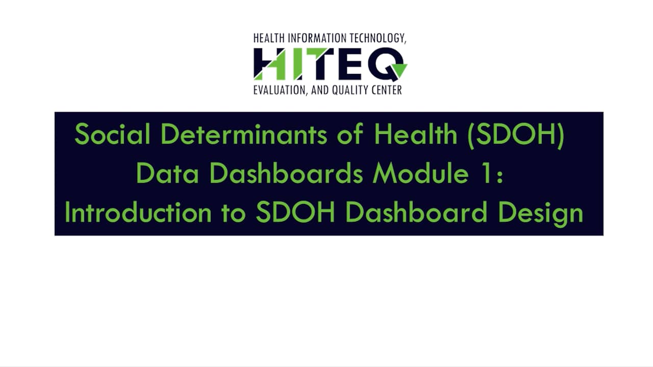 Social Determinants of Health (SDOH) Data Dashboards Module 1 ...