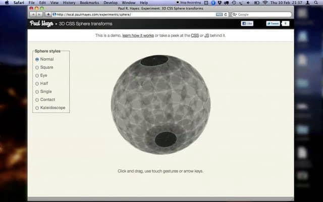 3D CSS Sphere on Vimeo