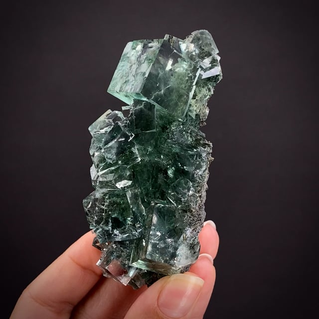 Strong, Raspberry Fluorite on Green Fluorite | iRocks Fine Minerals