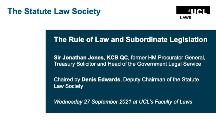 The Rule of Law and Subordinate Legislation on Vimeo