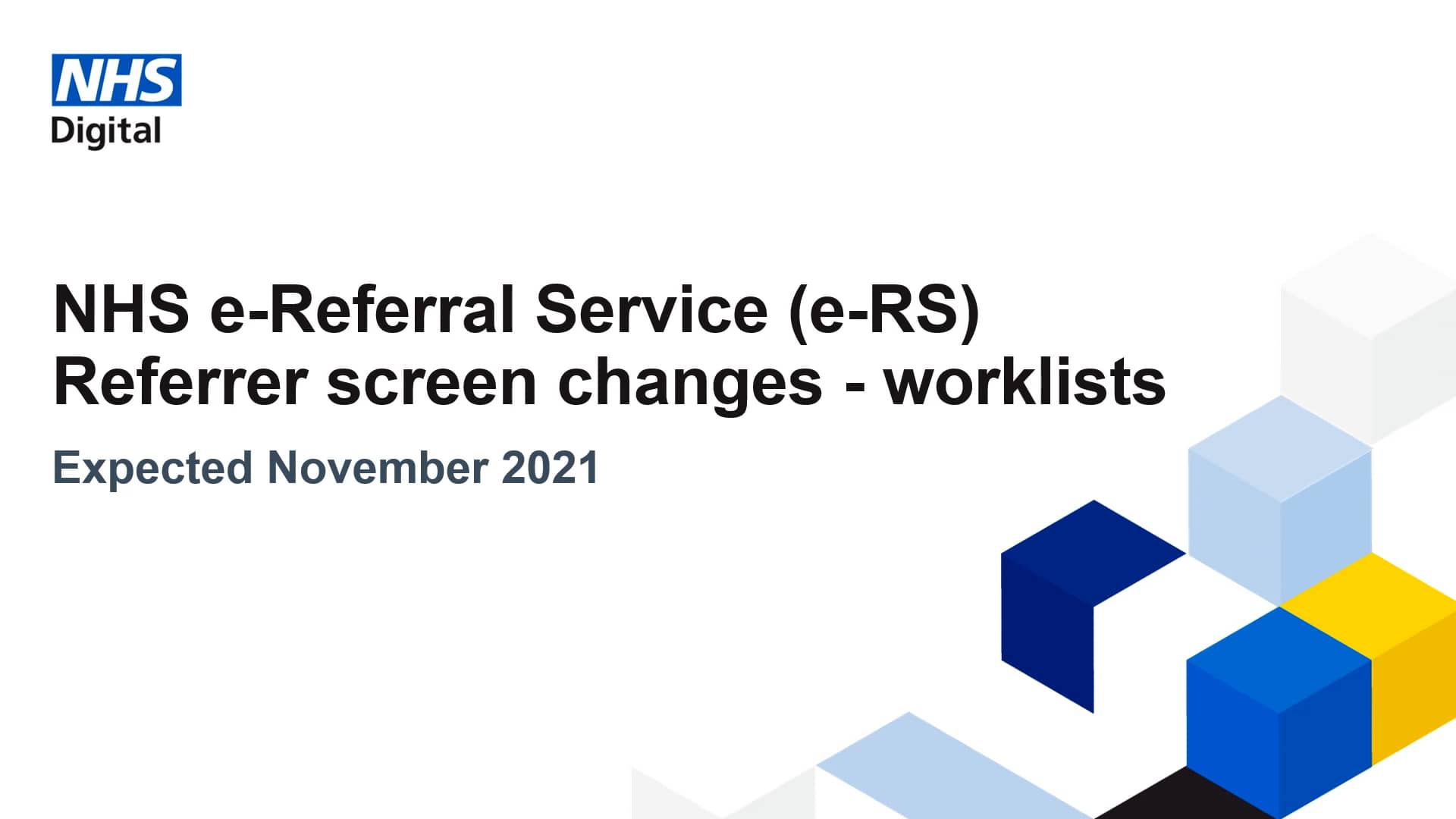 NHS e-Referral Service: referrer screen changes - Worklists - November 2021 on Vimeo