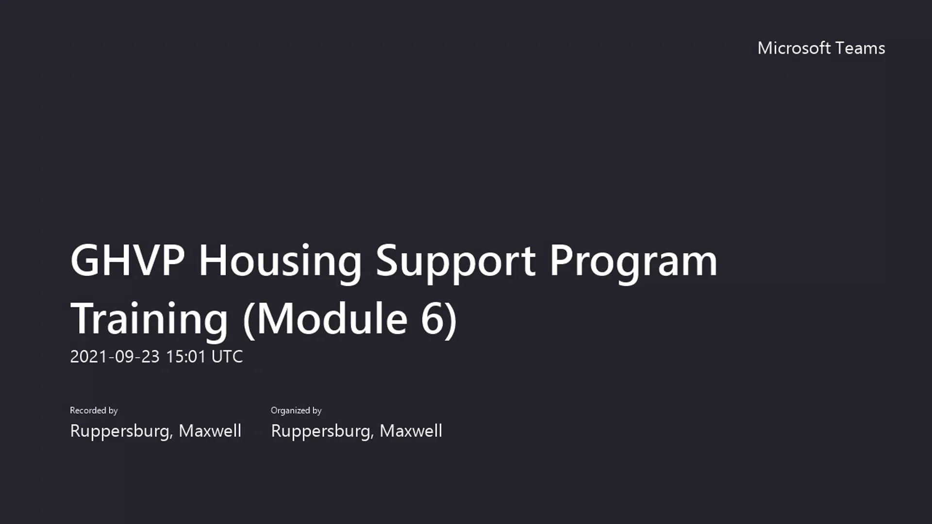 GHVP Housing Support Program Training (Module 6)