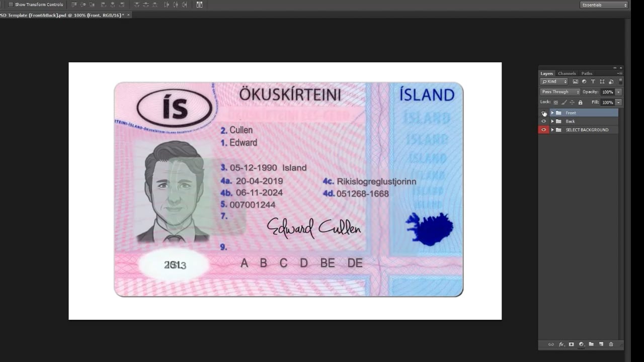 Iceland Drivers License PSD Template on Vimeo