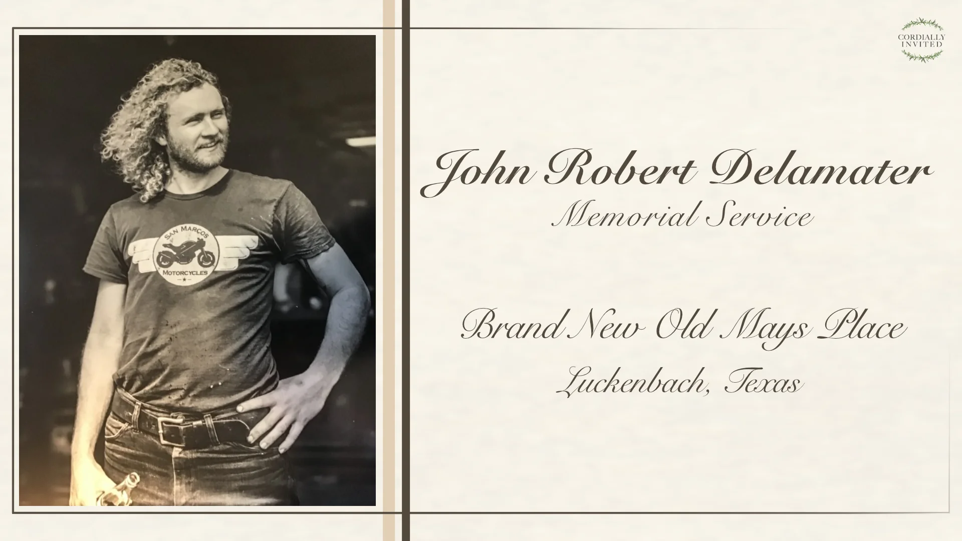 Memorial Service - John Robert Delamater on Vimeo