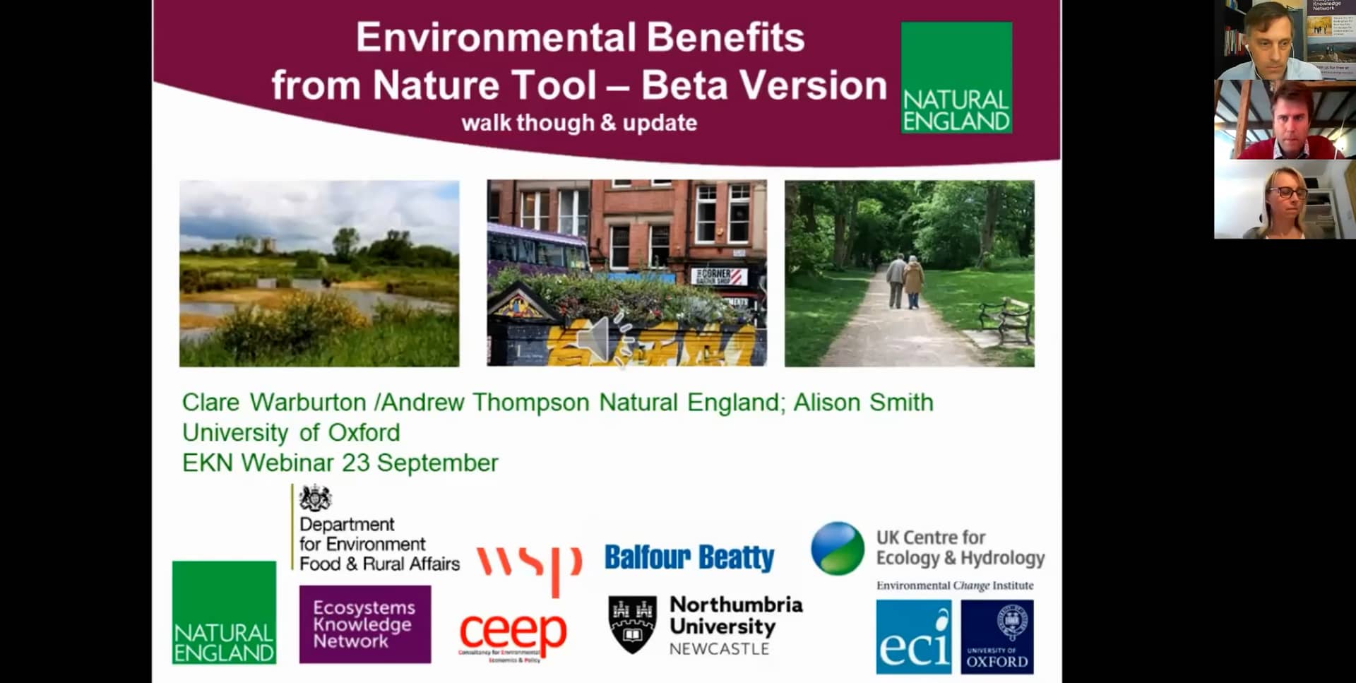 The Environmental Benefits from Nature Tool – walk through and update ...