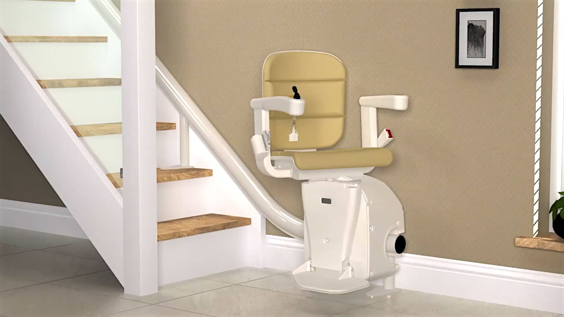 Handicare Freecurve Stairlift with two-way powered swivel option on Vimeo