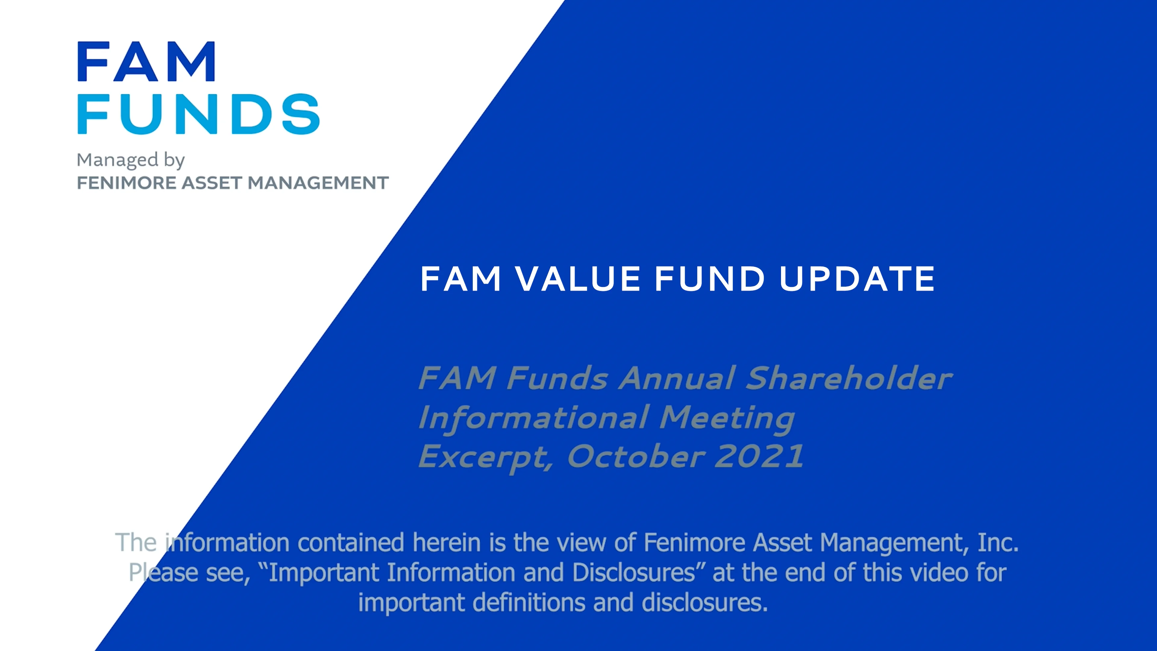 Fenimore Insights - FAM VALUE FUND UPDATE on Vimeo