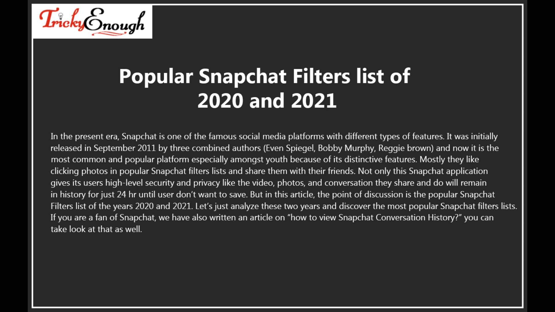 Popular Snapchat Filter list of 2020 and 2021 .mp4 on Vimeo