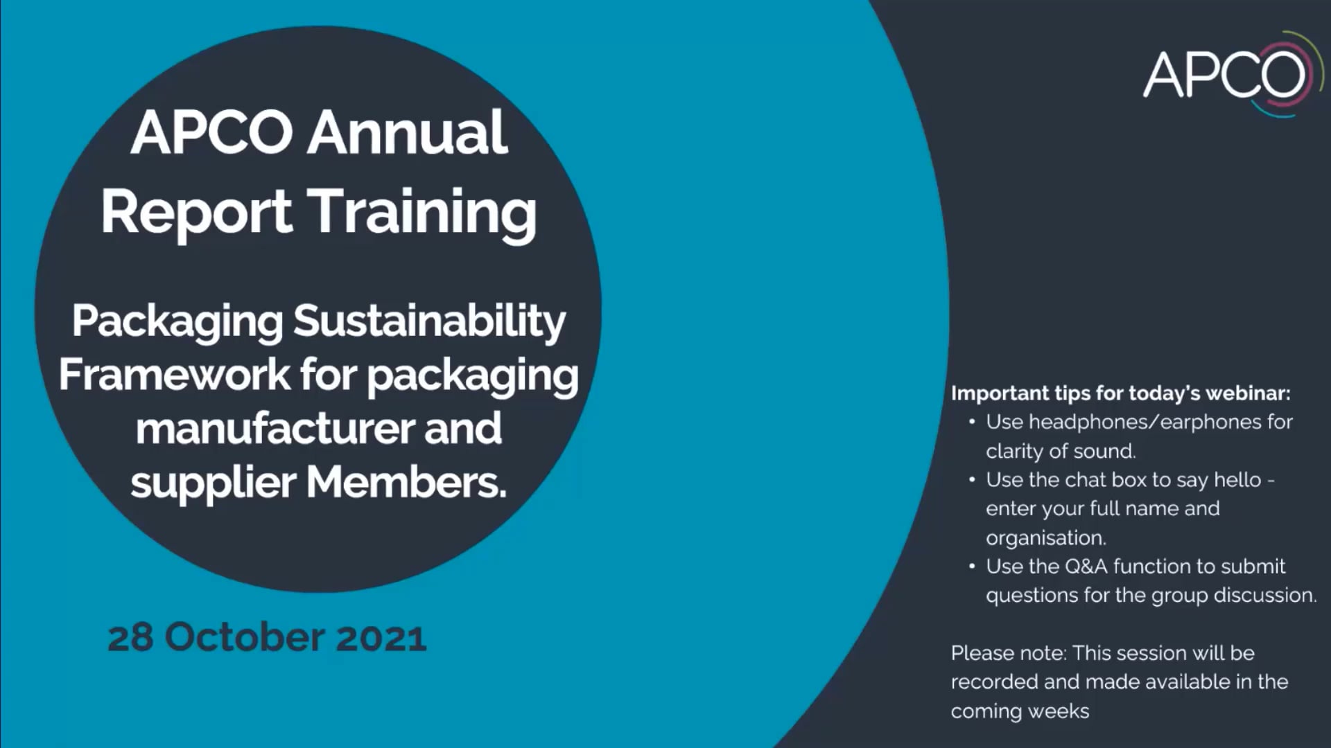 APCO Annual Report Training - Packaging Manufacturer and Suppliers - 28 ...