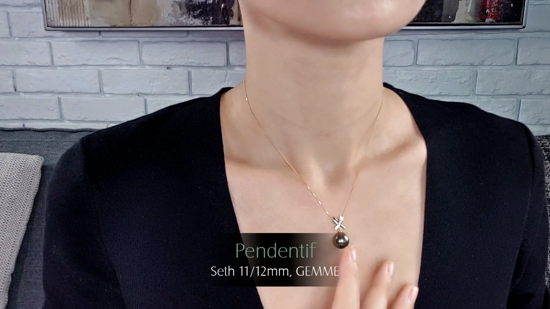 Pendentif Seth - Or Jaune, Diamants & Perle de Tahiti 11/12mm, GEMME ...