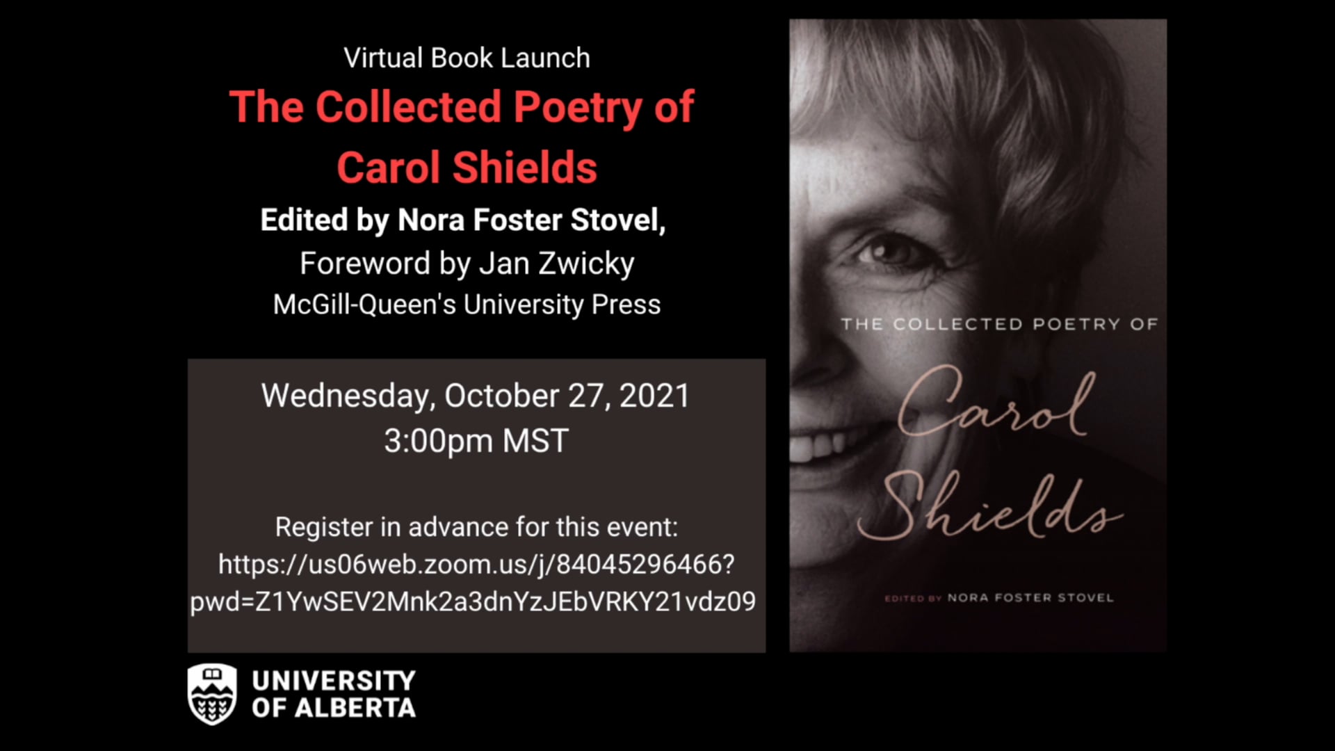 The Collected Poetry of Carol Shields_Edited by Nora Foster Stovel on Vimeo
