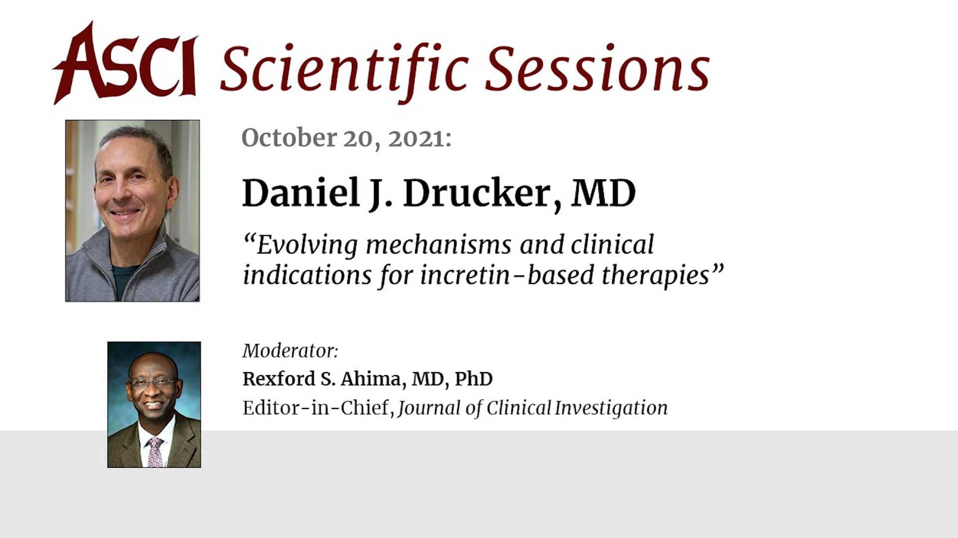 ASCI Scientific Sessions: Daniel J. Drucker, MD on Vimeo