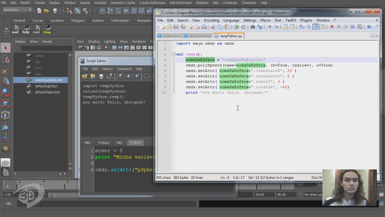 Tutorial - Python in Maya - Variables: Integer, String - PT on Vimeo