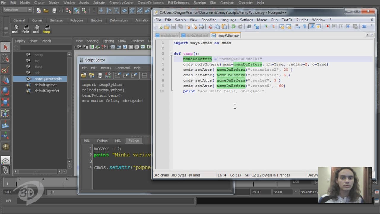 Tutorial - Python in Maya - Variables: Integer, String - PT on Vimeo
