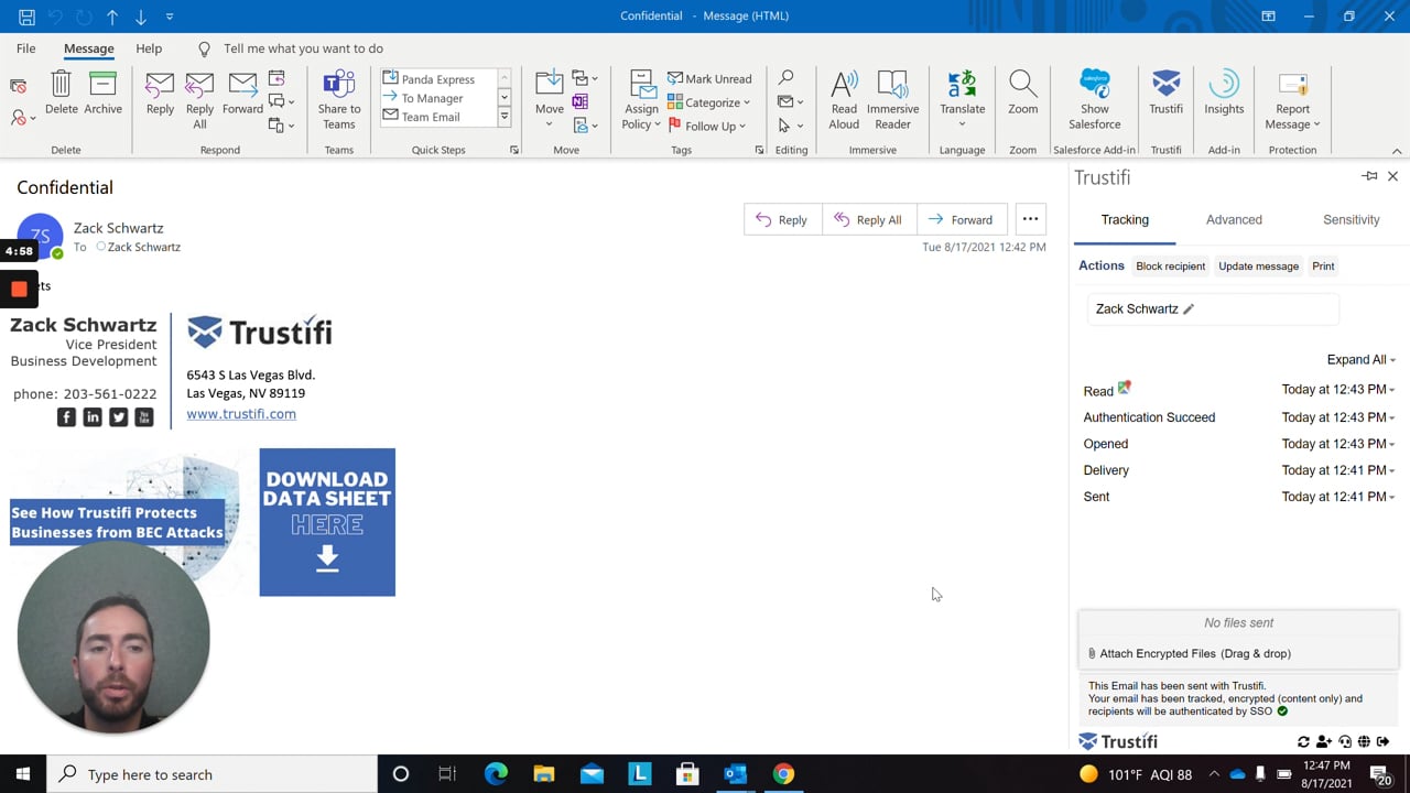 Tracking and Blocking Emails with the Trustifi Add-in