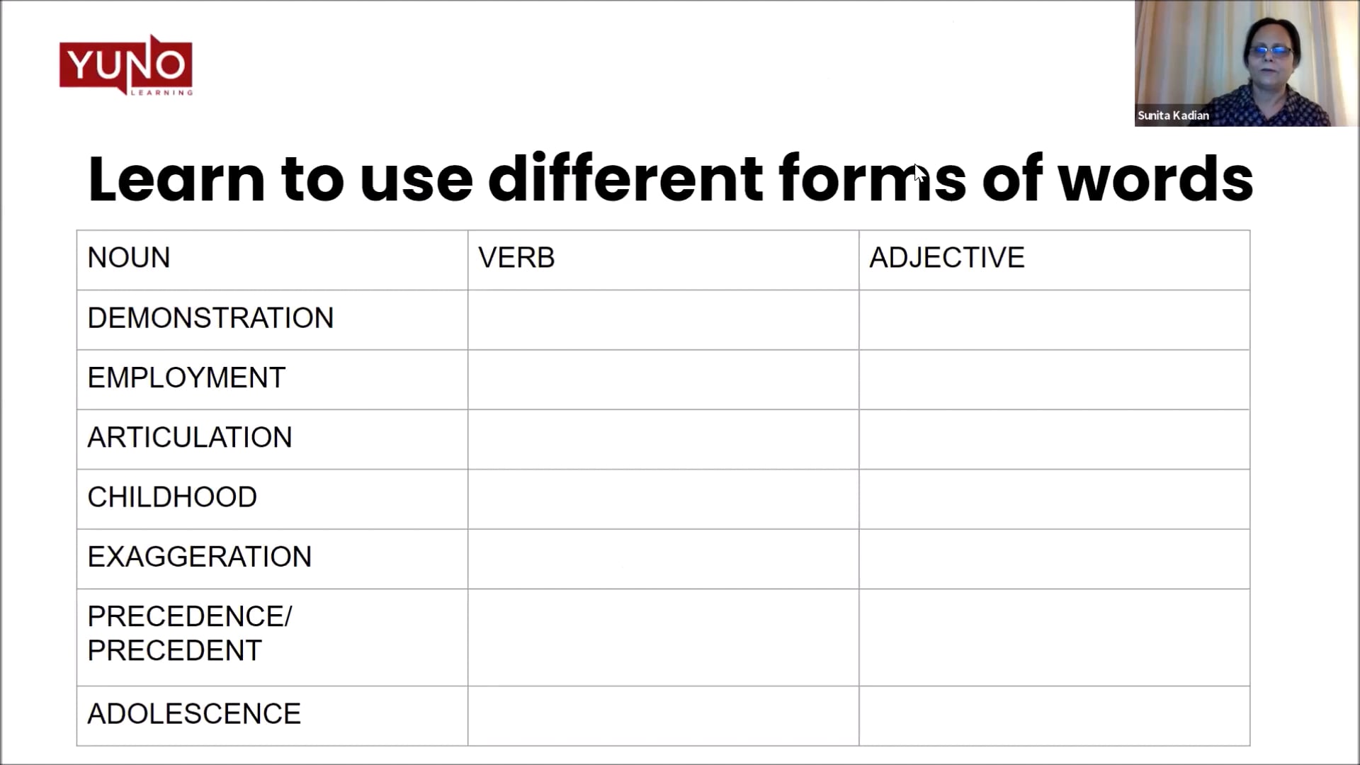 Understand Different Forms of Words - Yuno Learning