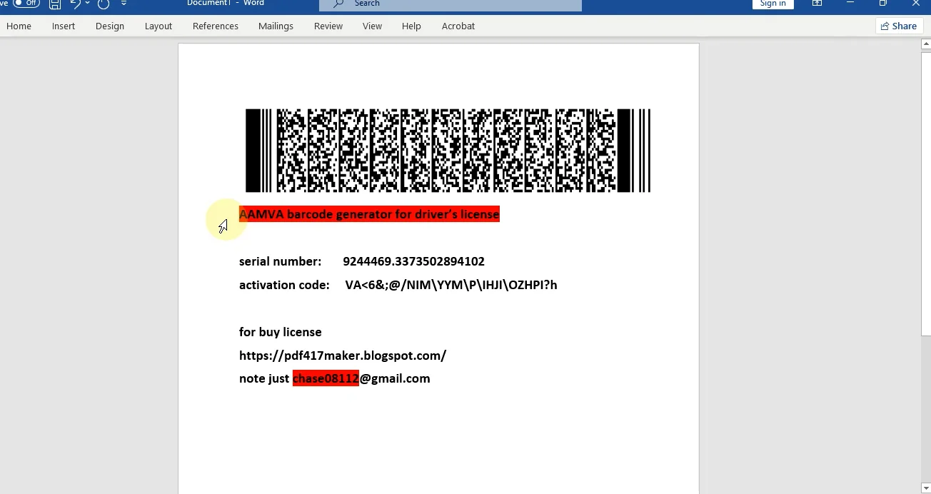 pdf417 barcode generator for drivers license