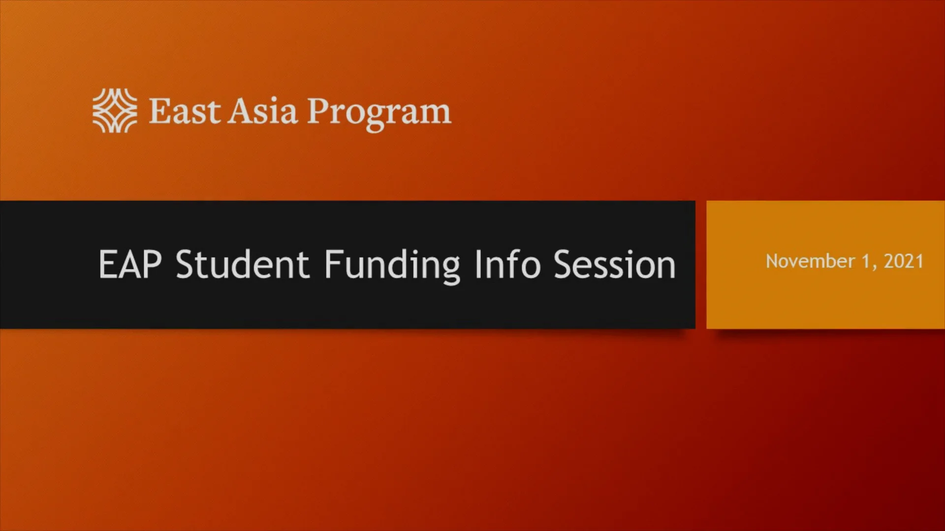Info Session: EAP Student Funding on Vimeo