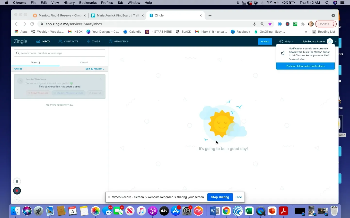 how to send a message in Zingle on Vimeo