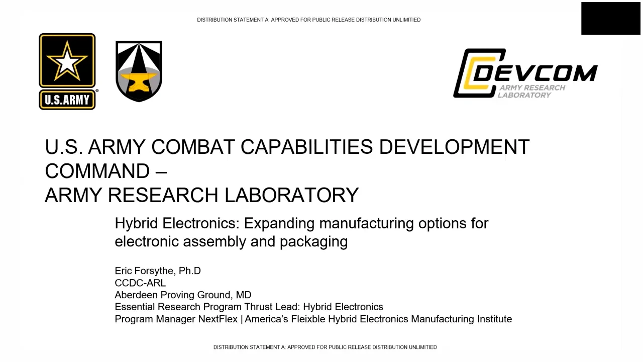 Session DoD | Eric Forsythe (CCDC-ARL WMRD) | Emerging Electronic ...