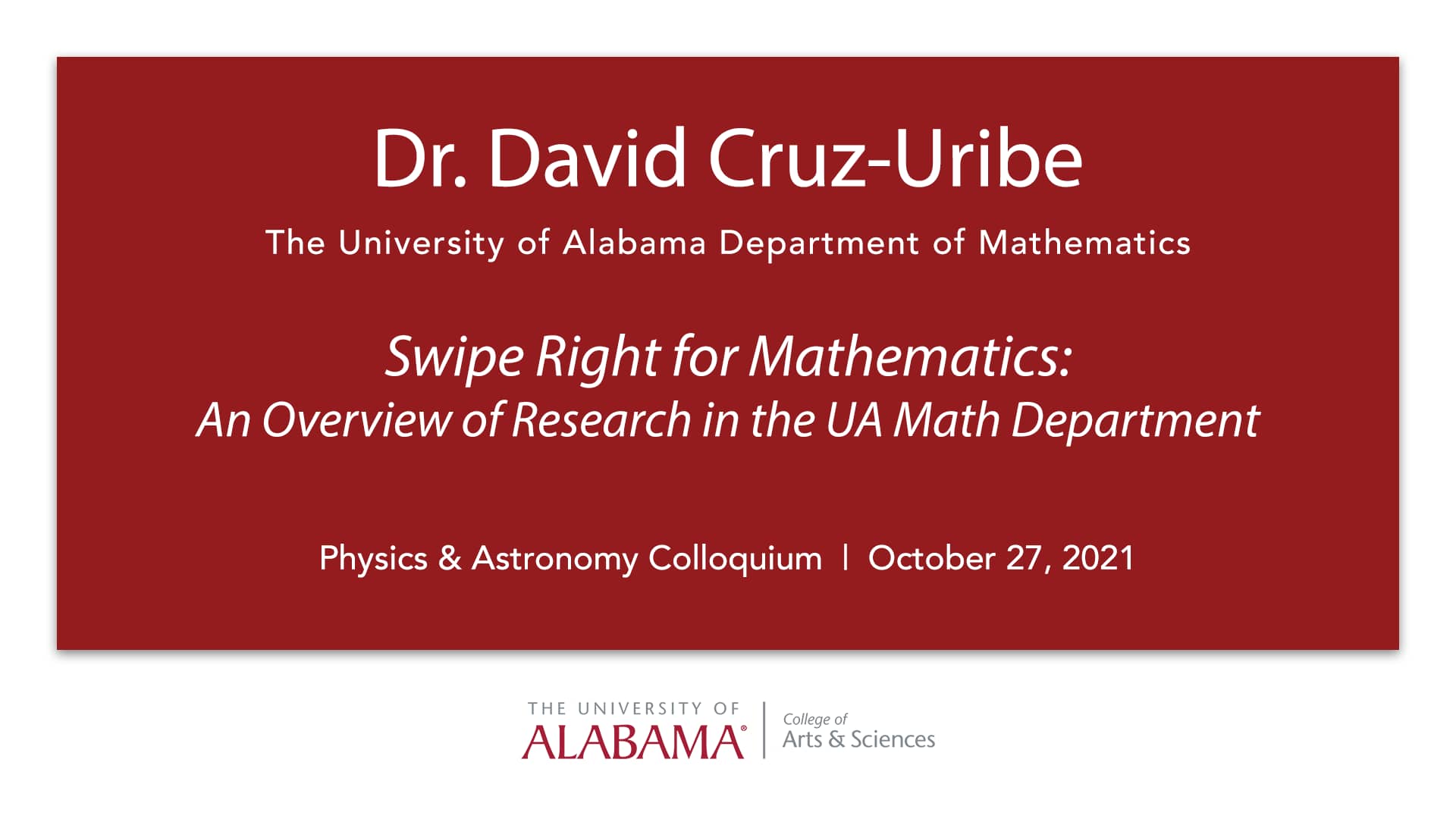 David Cruz-Uribe | Physics & Astronomy Colloquium on Vimeo
