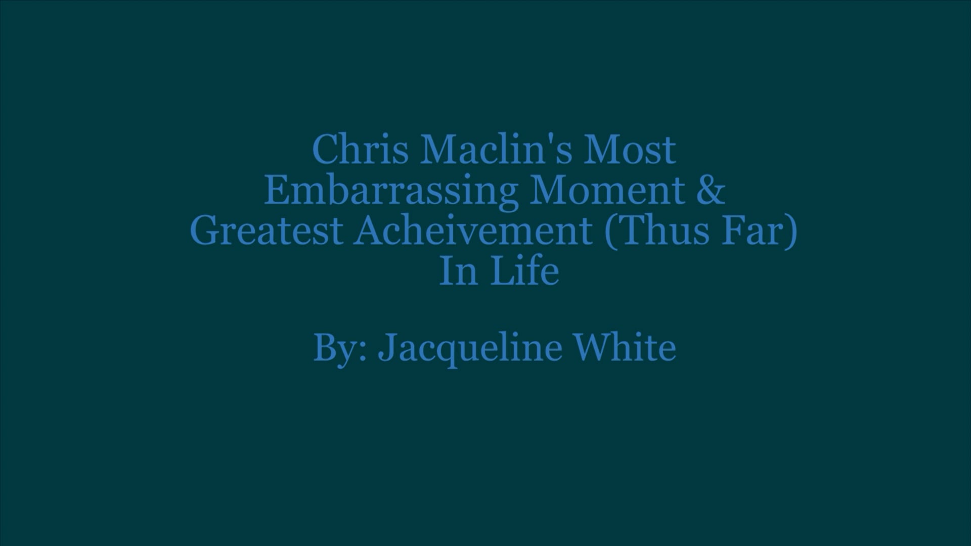 MA#8- Chris Maclin's Interview on Vimeo