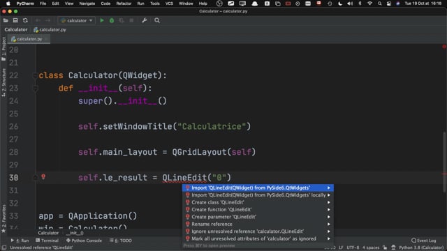 Créer une calculatrice avec Qt for Python