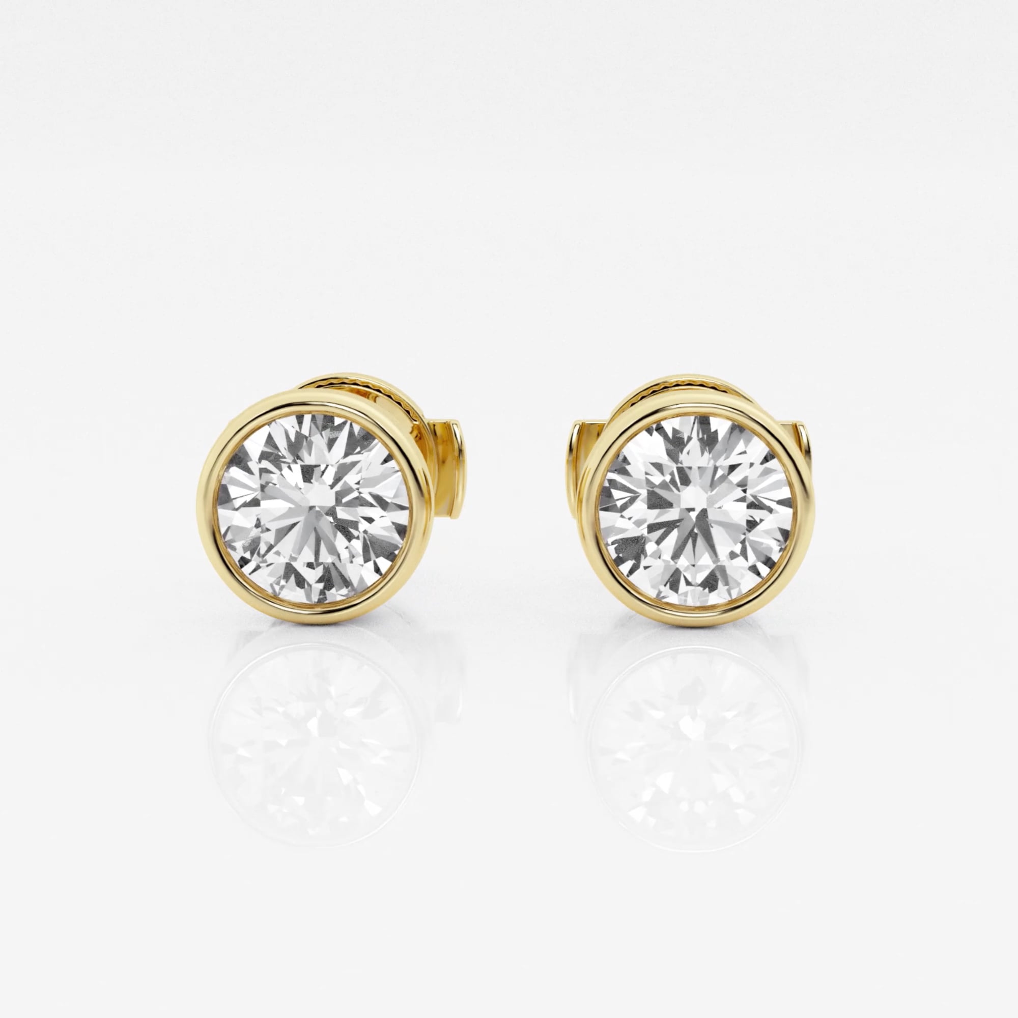 1 1/2 ctw Round Lab Grown Diamond Bezel Set Solitaire Certified Stud Earrings - Grownbrilliance