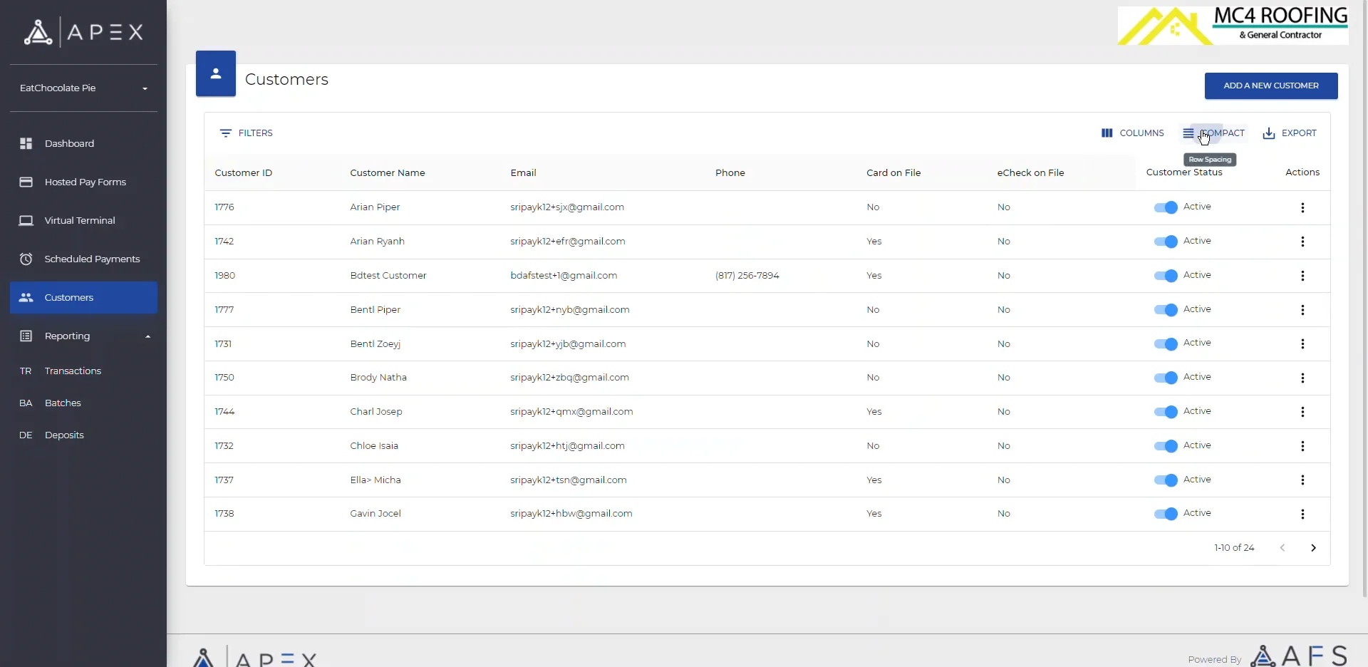 AFS APEX Gateway Customer Management - Customer List on Vimeo