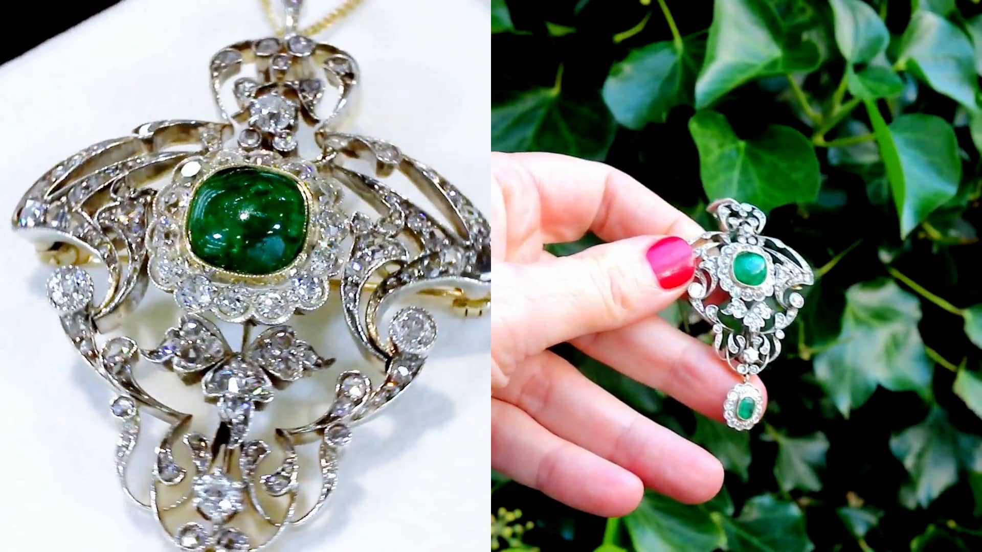 3.53ct Emerald and 5.89ct Diamond, 14ct Yellow Gold Pendant / Brooch - Antique Russian - C3973 ...