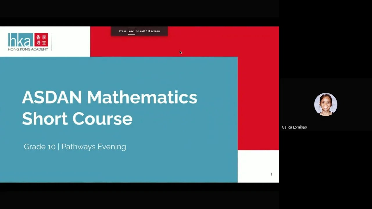 ASDAN Math Short Course on Vimeo