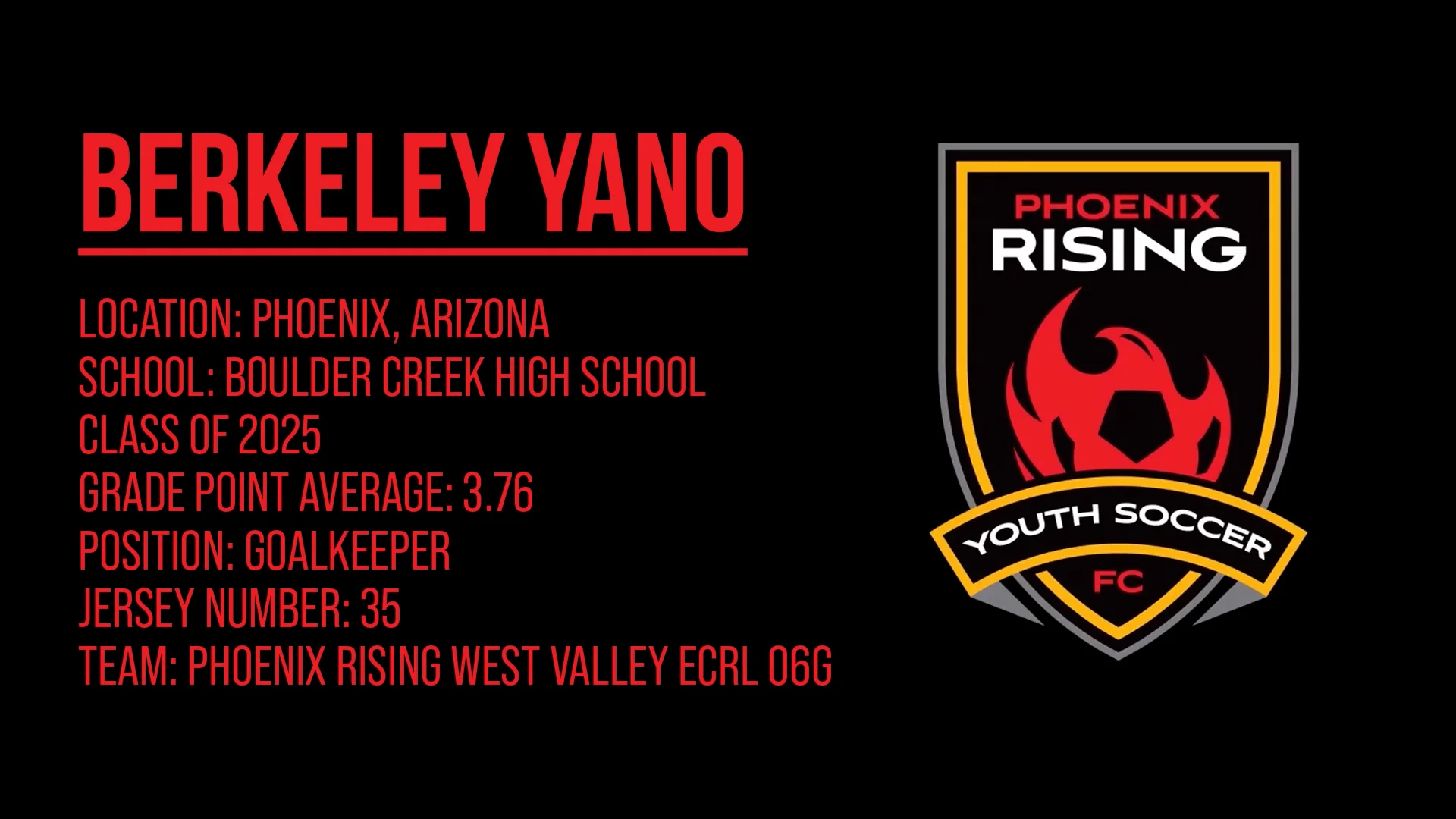 Berkeley Yano • Phoenix Rising FC Youth Goalkeeper • Class of 2025 on Vimeo
