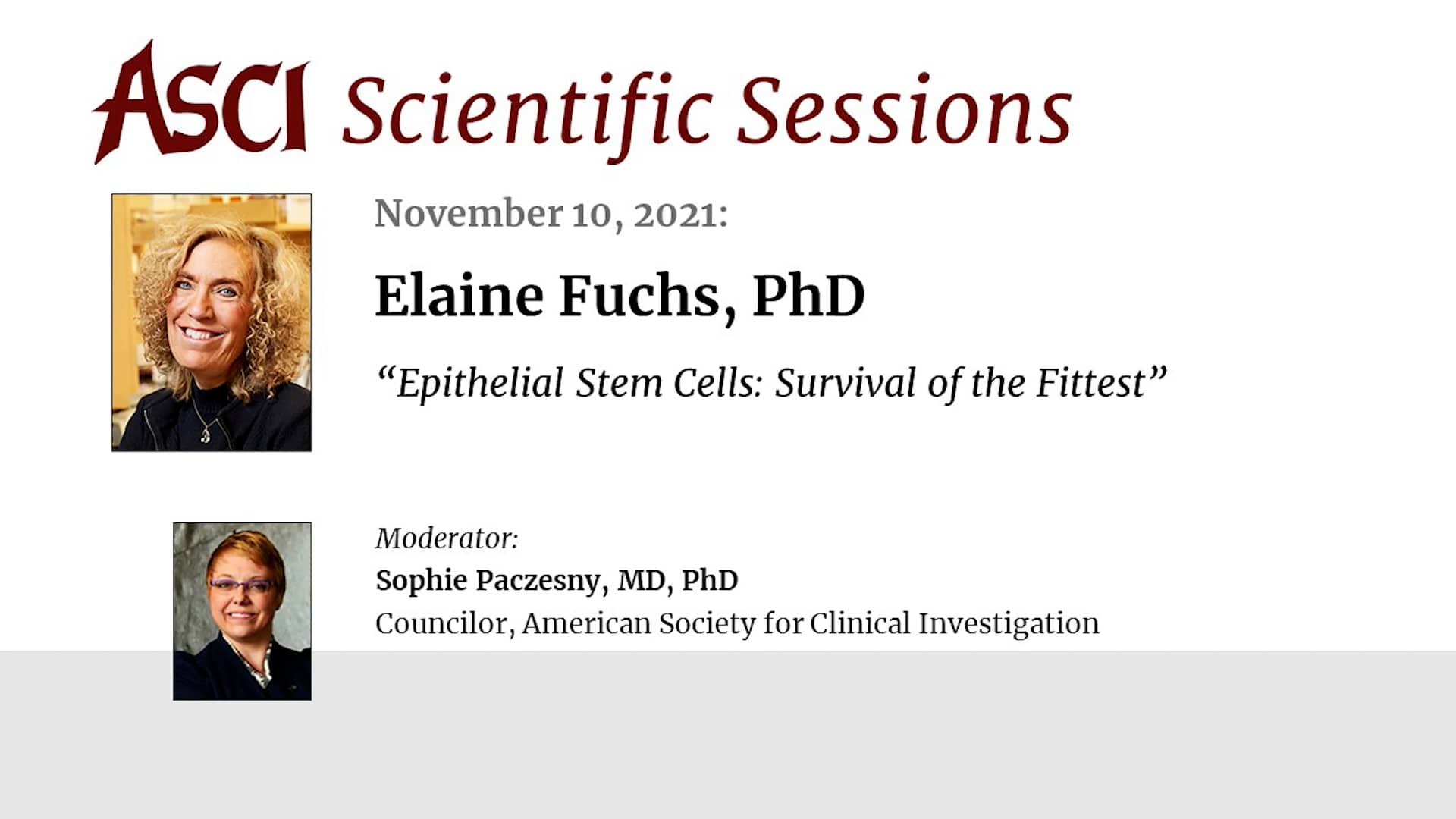 ASCI Scientific Sessions: Elaine Fuchs, PhD on Vimeo